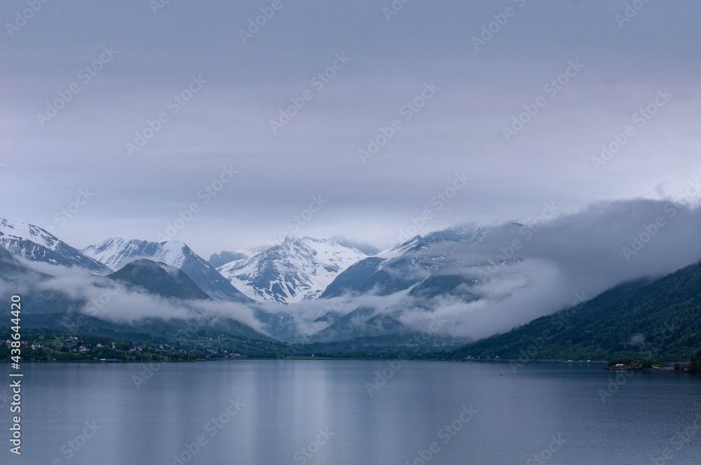 Norwegian mountain fjords landscape Stock Photo | Adobe Stock