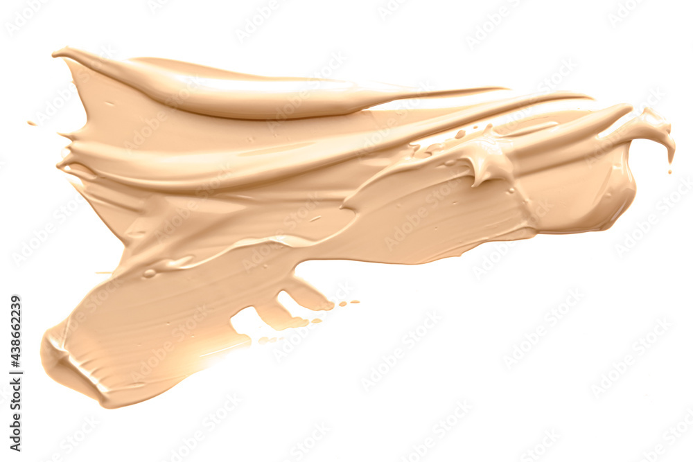 Beige beauty cosmetic texture isolated on white background, smudged ...