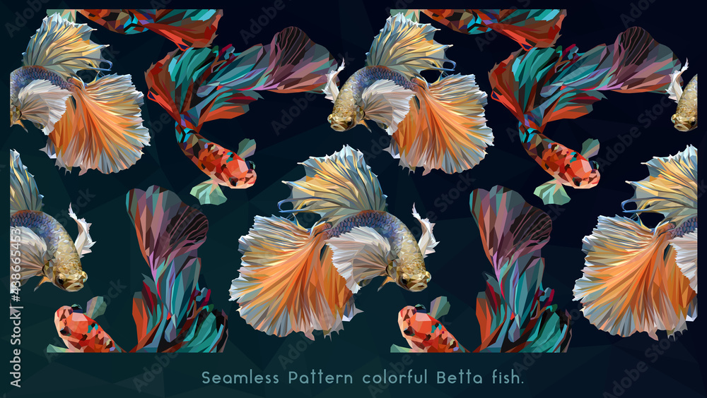 Seamless patterns art of betta fish. Stock Vector | Adobe Stock