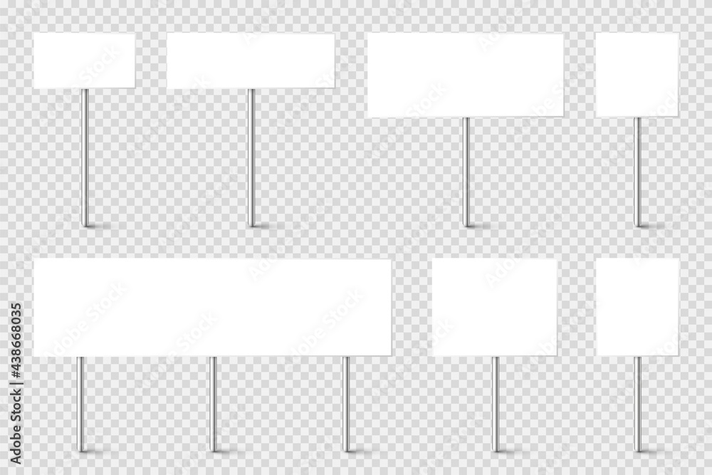Blank board with place for text, protest signs set isolated on ...