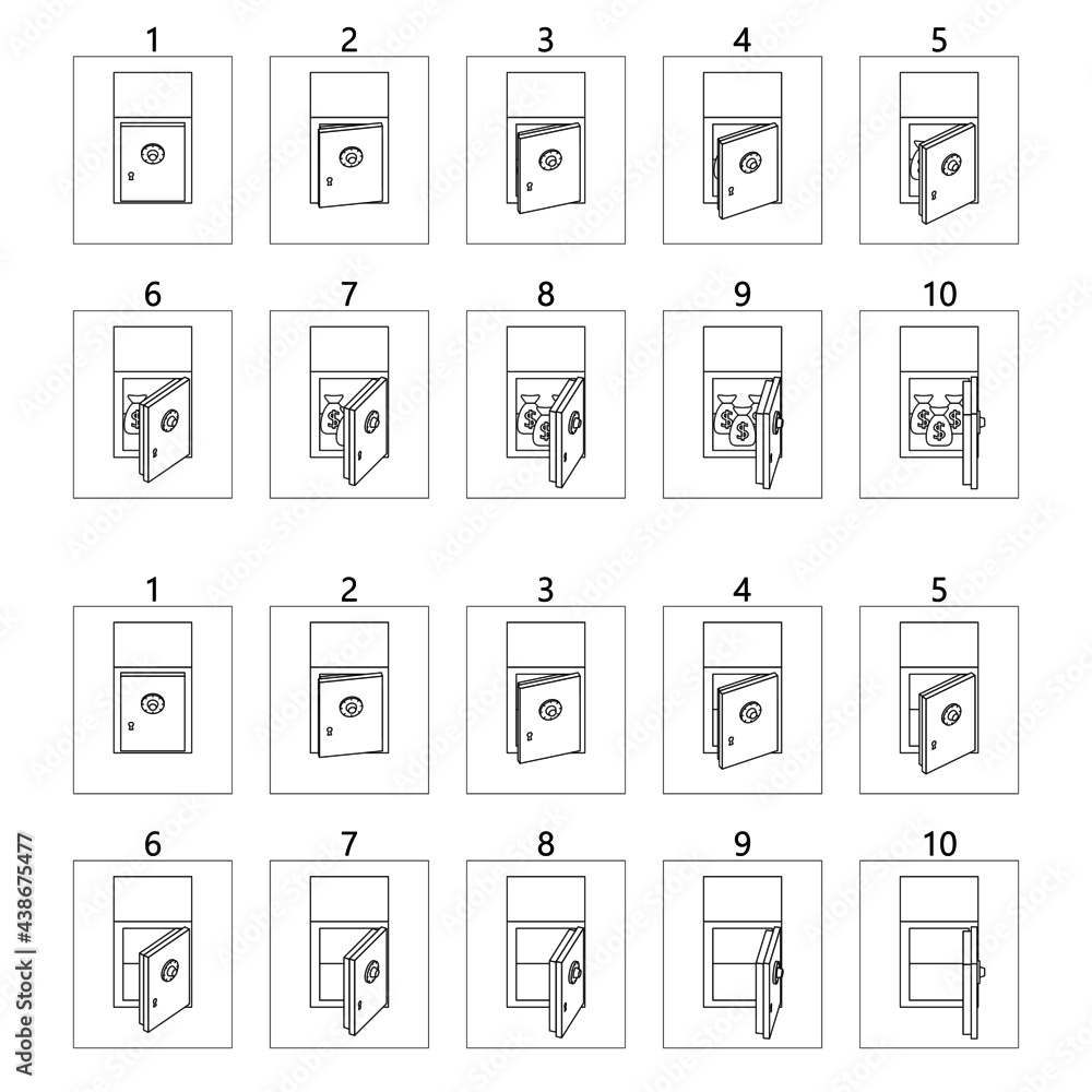 Safe icon animation. Animation of opening a strongbox. Stock Vector ...