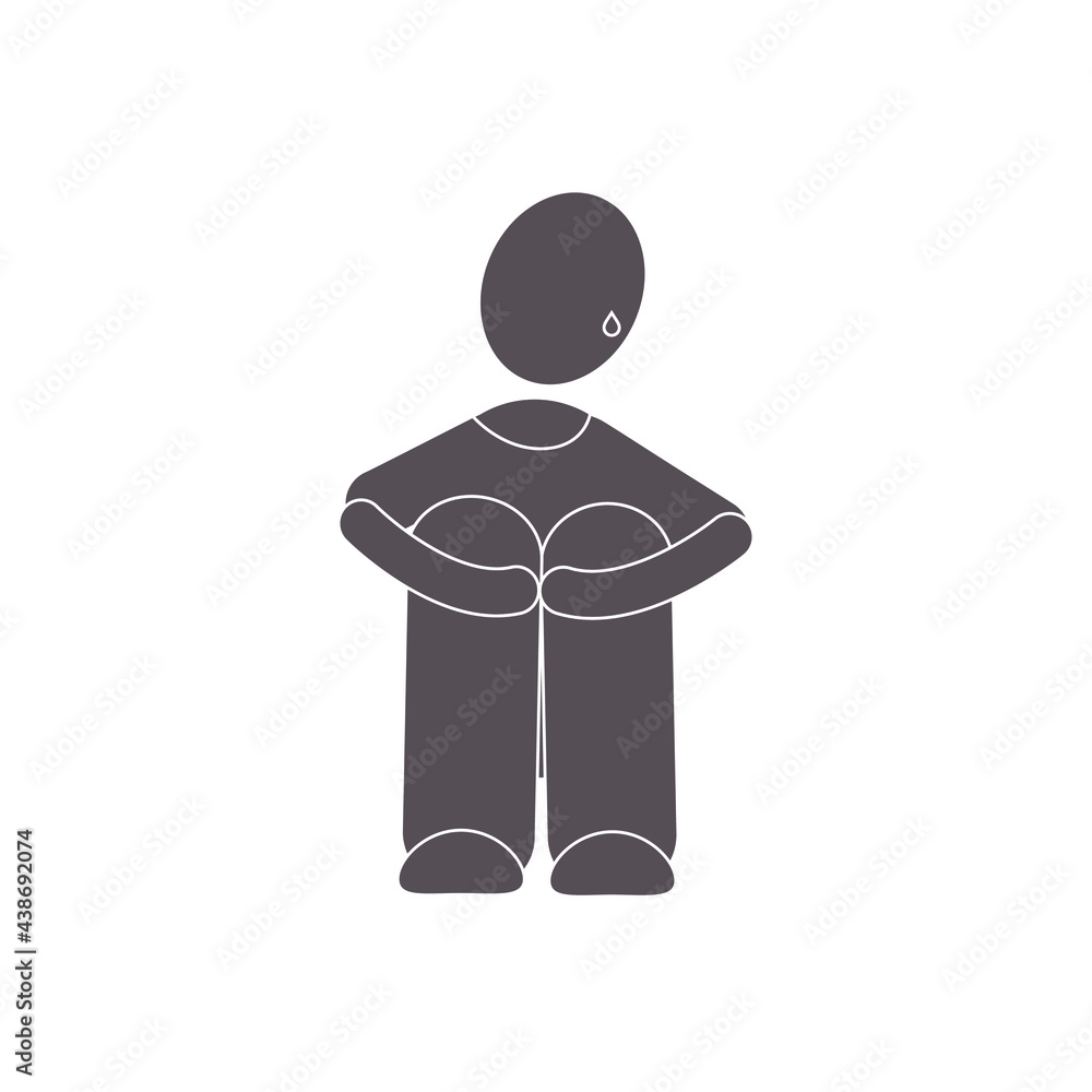 Crying man icon. Domestic violence icon. Vector drawing Stock Vector ...
