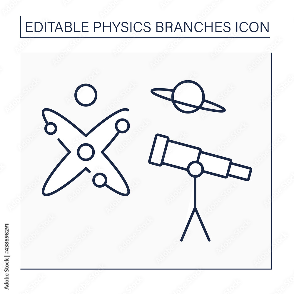 Astrophysics line icon. Space science. Physics and chemistry laws to ...