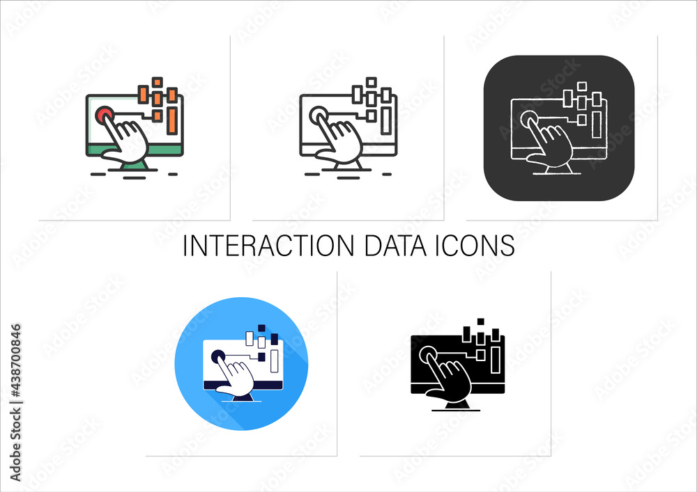Vetor do Stock: Interaction data icons set.Sum of all digital ...