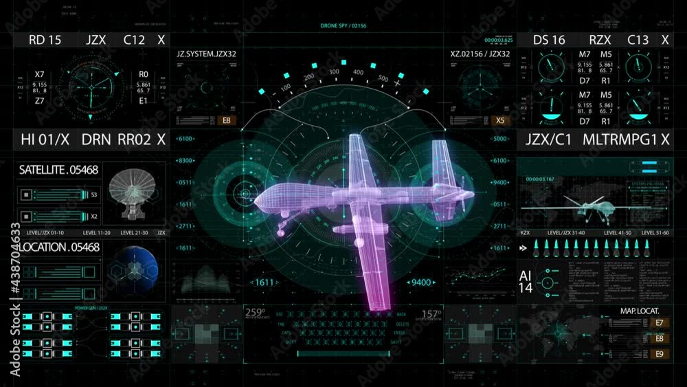 Military drone HUD interface Screen Stock ビデオ | Adobe Stock