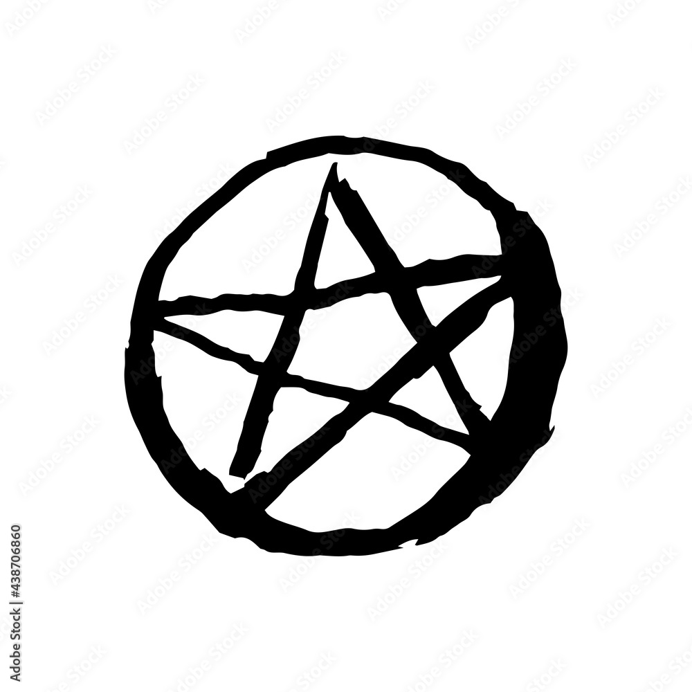 Ancient evil mystic magic symbol of pentagram hand drawn illustration ...