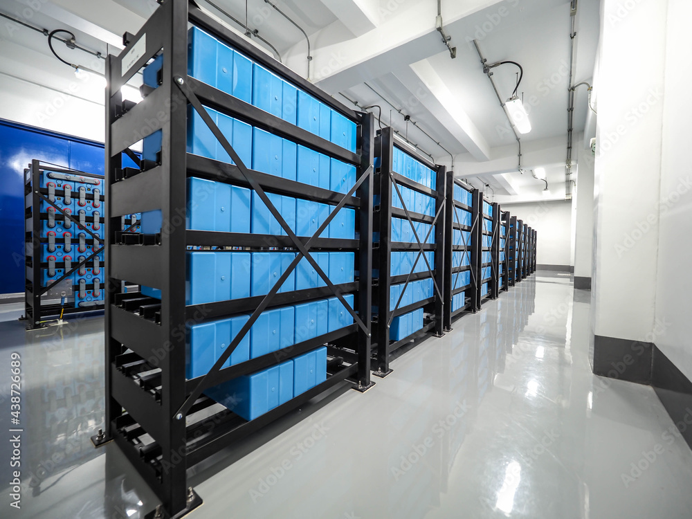 Battery room in power plant for back up emergency case Stock Photo ...