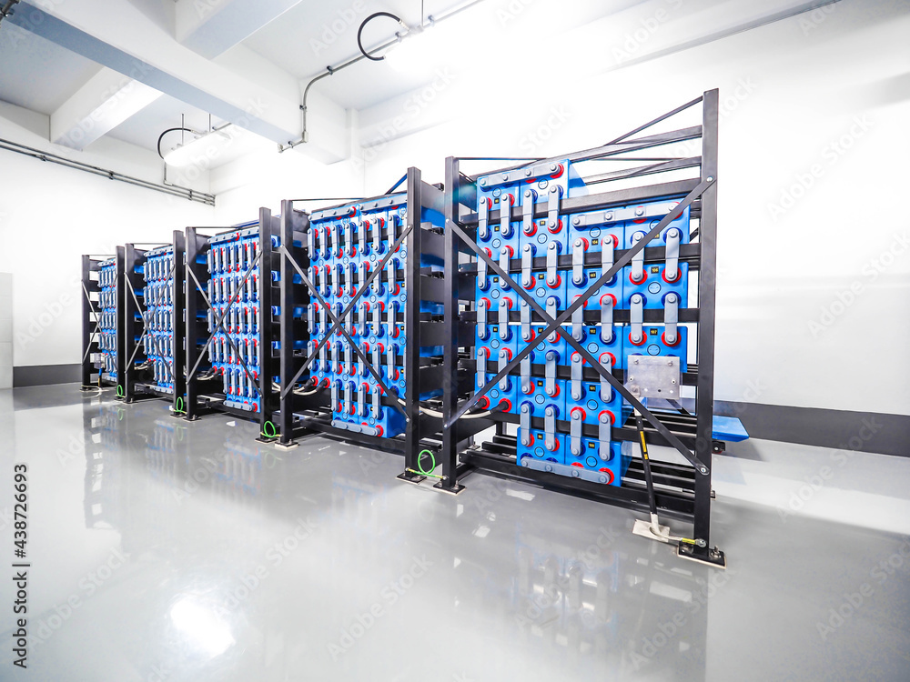 Battery room in power plant for back up emergency case Stock Photo ...