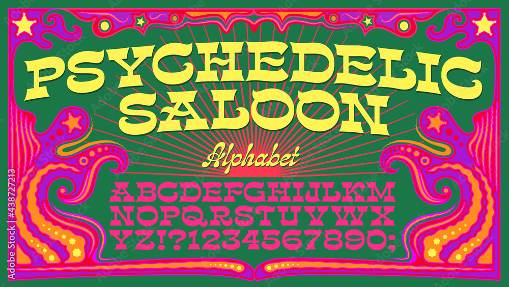 Psychedelic Saloon is a groovy 1960s style font with roots in old west ...