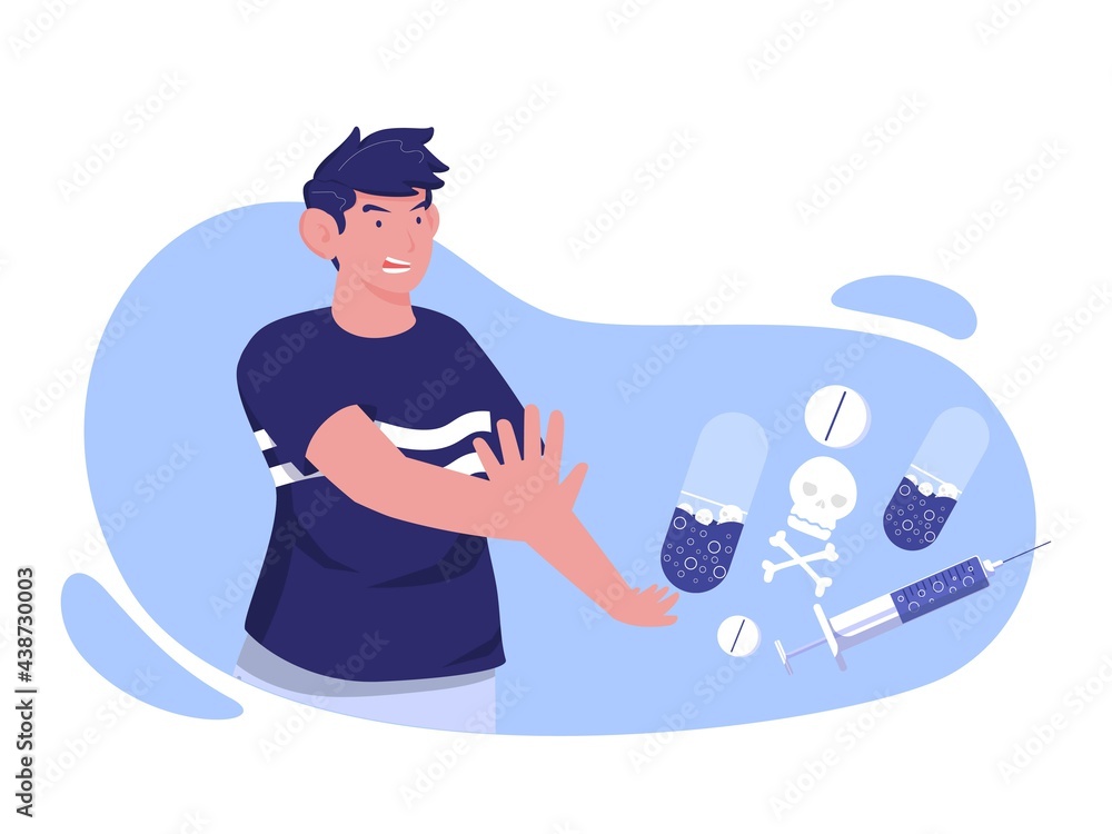 Vector illustration of a man who refuses drugs, commemorating the ...