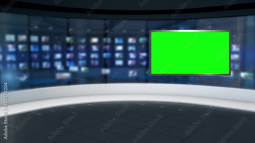 News TV Studio Set _Virtual Green Screen Background Loop Stock Video ...