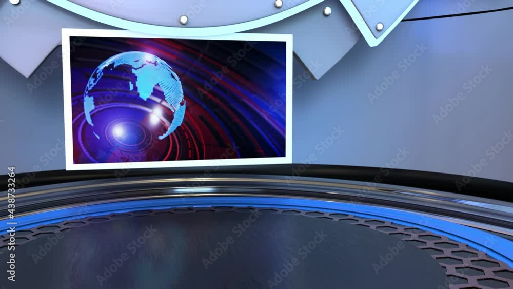 News TV Studio Set _Virtual Green Screen Background Loop Stock Video ...