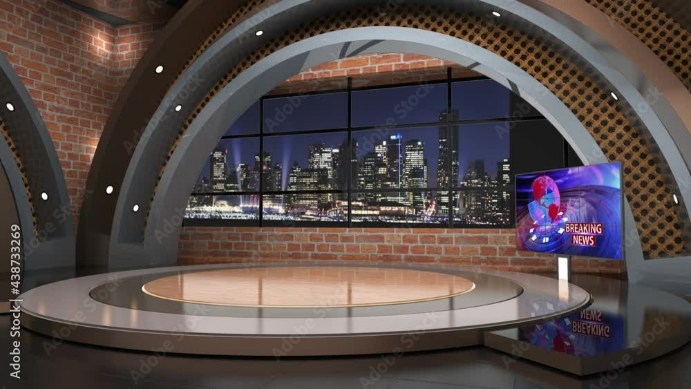 News TV Studio Set _Virtual Green Screen Background Loop Stock Video ...
