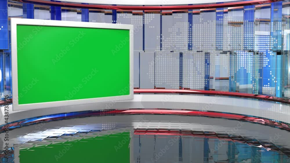 News TV Studio Set _Virtual Green Screen Background Loop Stock Video ...