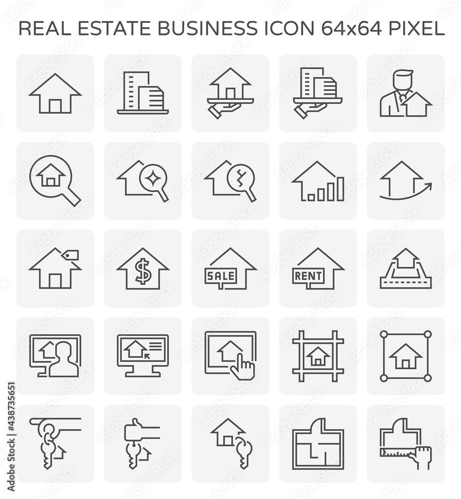 Real estate business vector icon i.e. land, home or house. Residential ...
