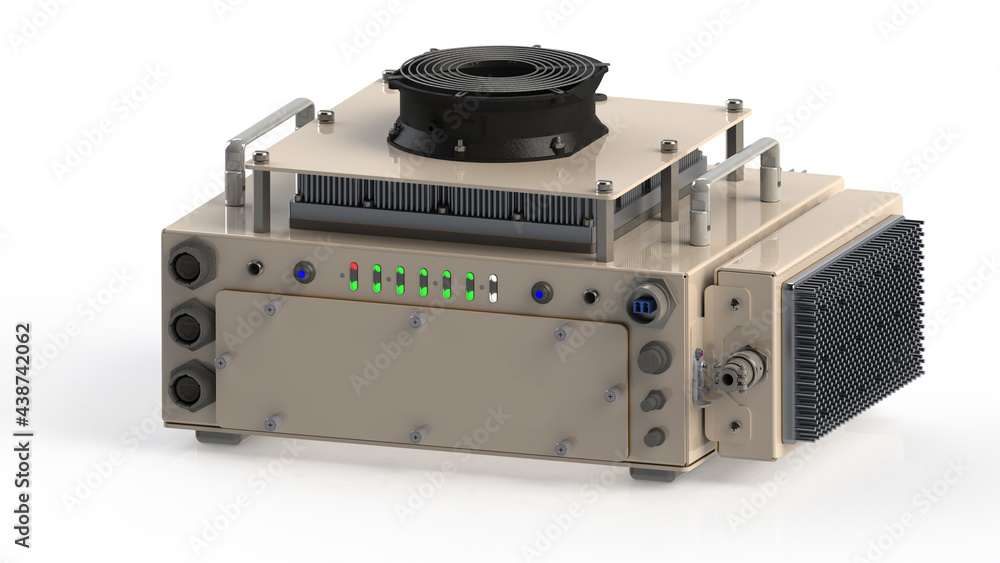 Rugged military computer render for aerospace and defense Stock Photo ...