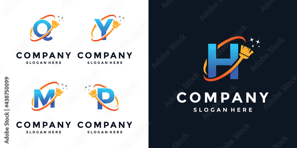 Broom logo signature, letters Q, Y, M, P and H. Stock Vector | Adobe Stock