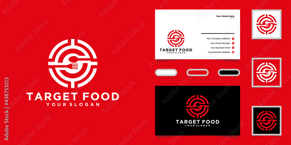 food logo design and target logo and business card design Stock Vector ...