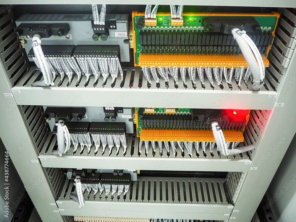 Wiring of control cable in control panel of DCS systems. Stock Photo ...