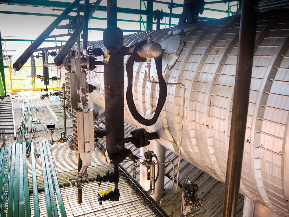 Level indicator by sight glass level type was installed in power plant ...