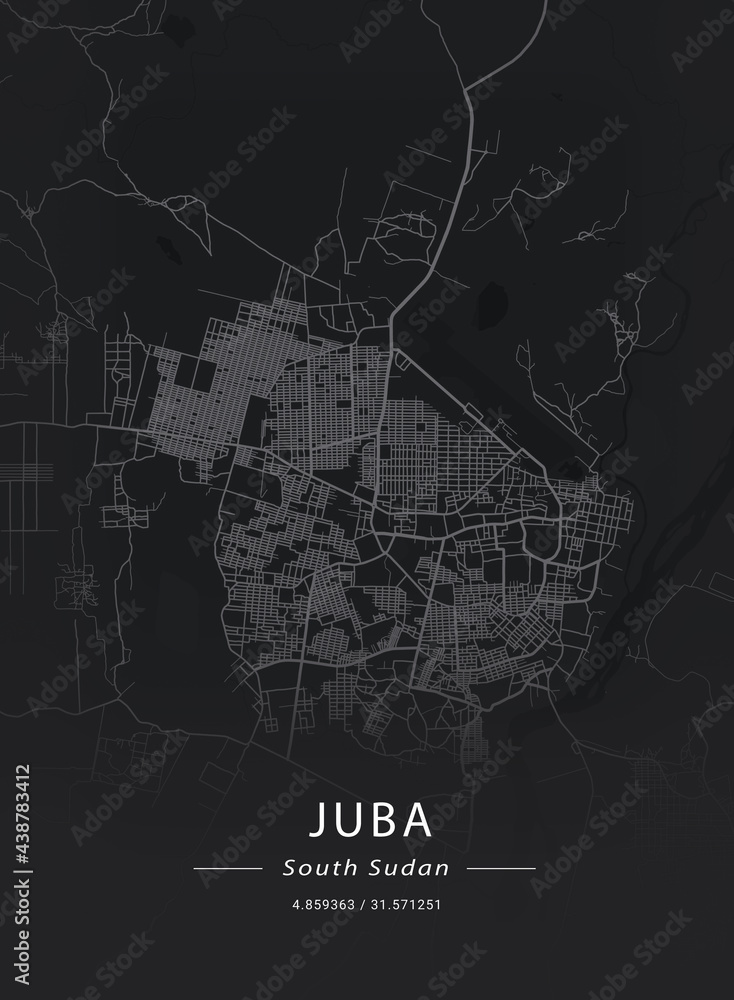 Map of Juba, South Sudan Stock Illustration | Adobe Stock