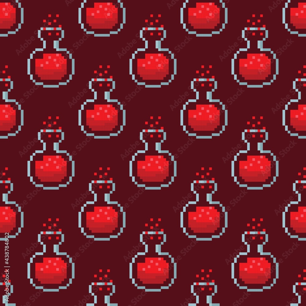Potion pattern pixel art. Seamless pattern. Pixel art potion pattern ...