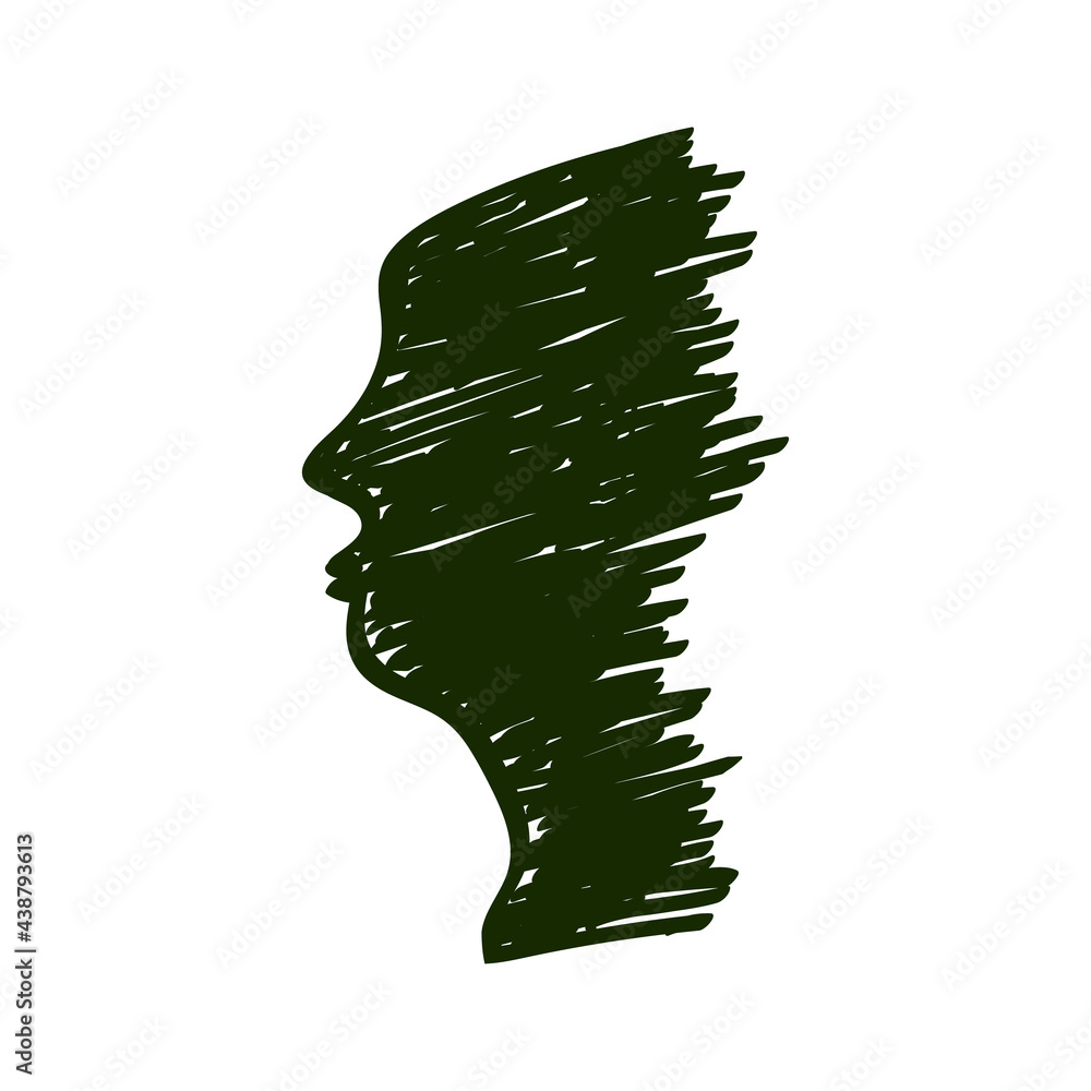 Vector human face looking left,profile illustration,head silhouette of ...
