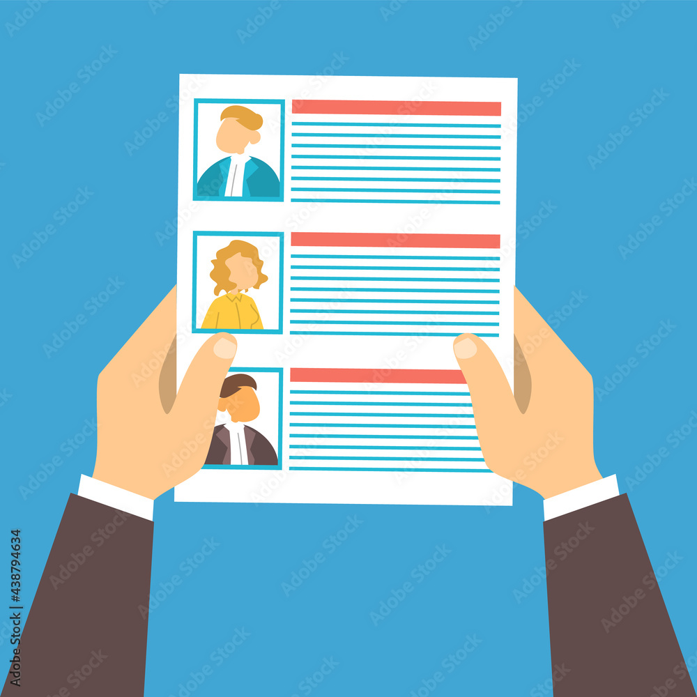 Hand holding paper sheet with list of job candidates vector isolated ...