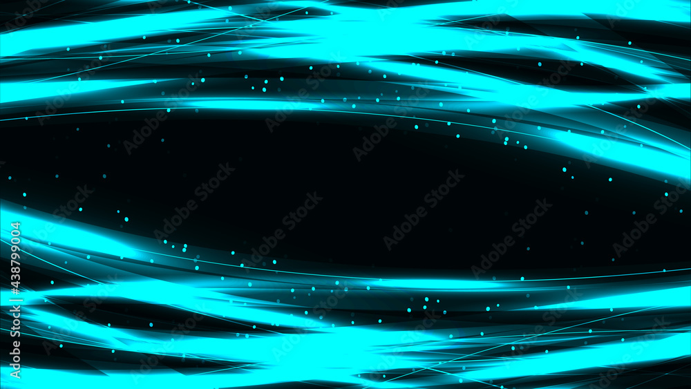 Shimmering turquoise waves with a light effect are isolated by a dark ...