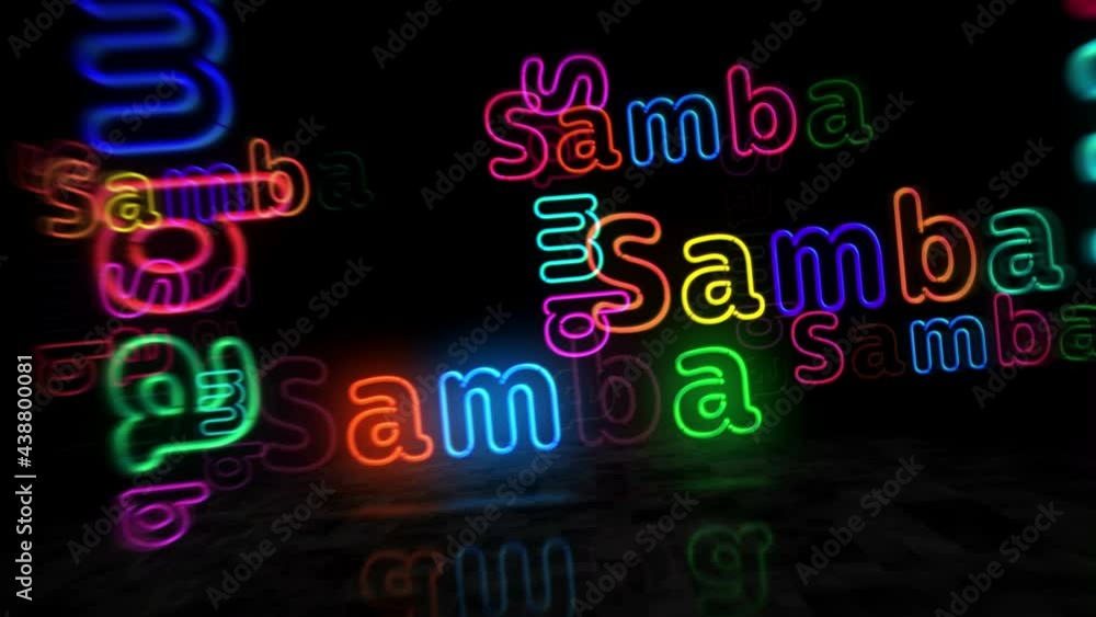 Samba symbol neon symbol. Light color bulbs with Brazil Rio de Janeiro ...