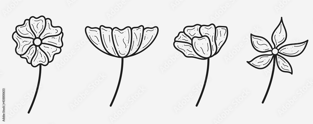 Set of flower icons on white background, isolated. Collection of floral ...