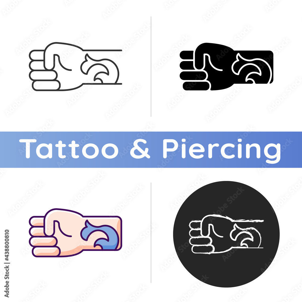 Wrist tattoo icon. Creating beautiful work on human body. Professional ...