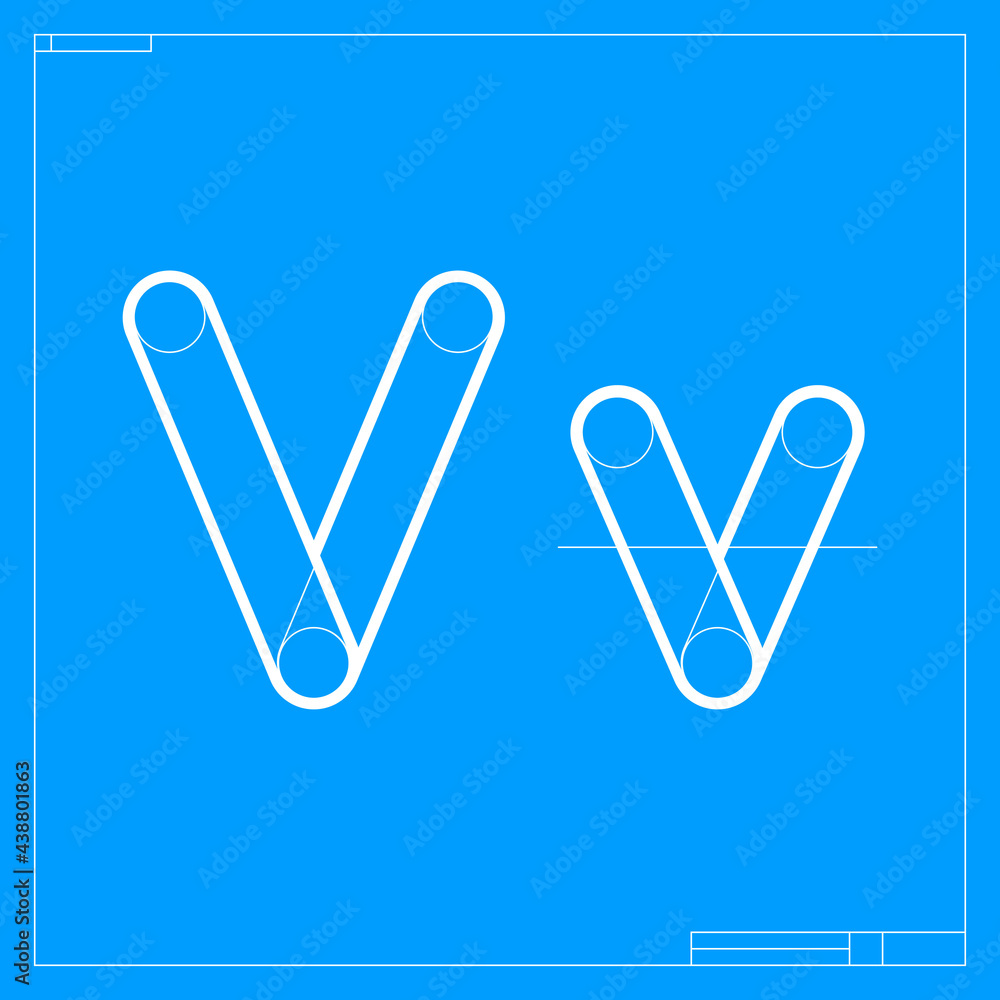 Blueprint sketch letter V logo with construction lines. Stock Vector ...
