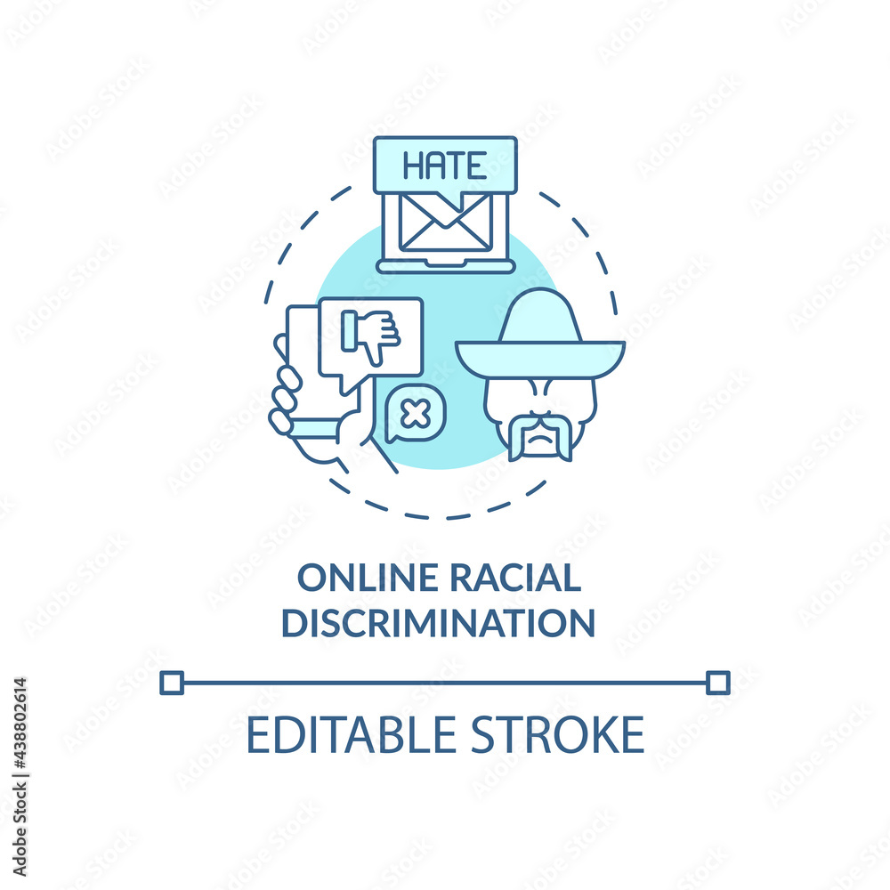 Online racial discrimination concept icon. Racist behaviour in ...