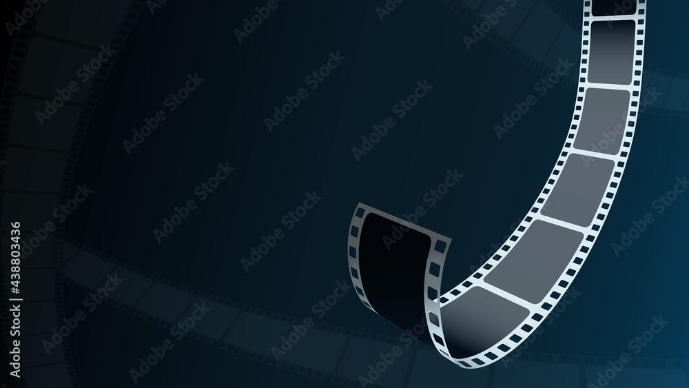 Modern cinema background with film strip. Realistic 3d film strip in ...