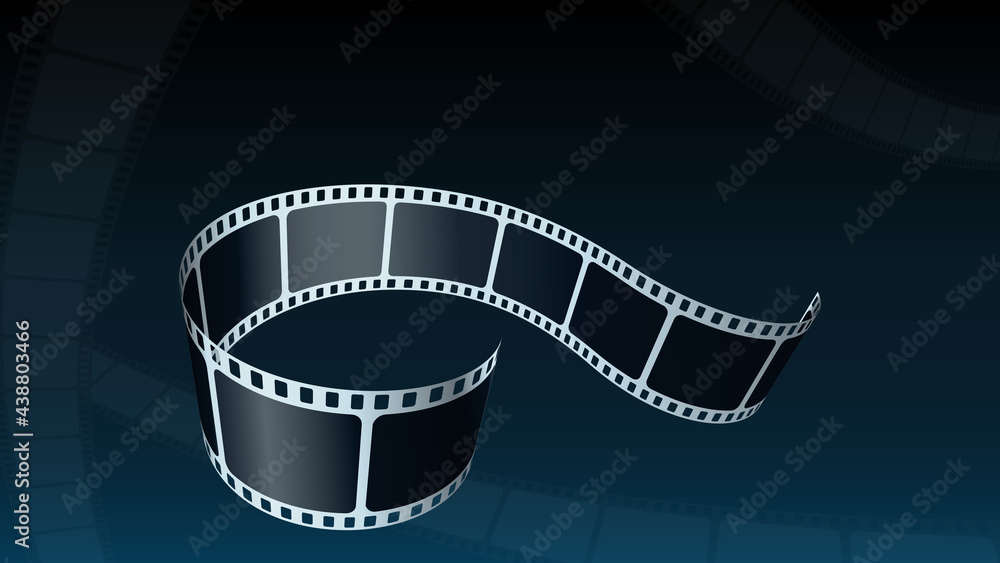 Camera film roll isolated on abstract blue background. Realistic film ...