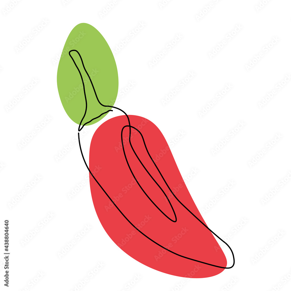 Continuous one line drawing chilli pepper. Vector illustration. Black ...