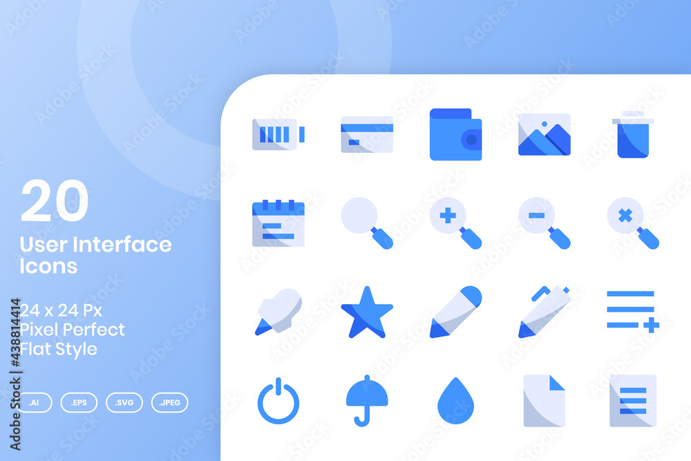 Set of 20 User Inteface icons - Flat. Perfect for website mobile app ...