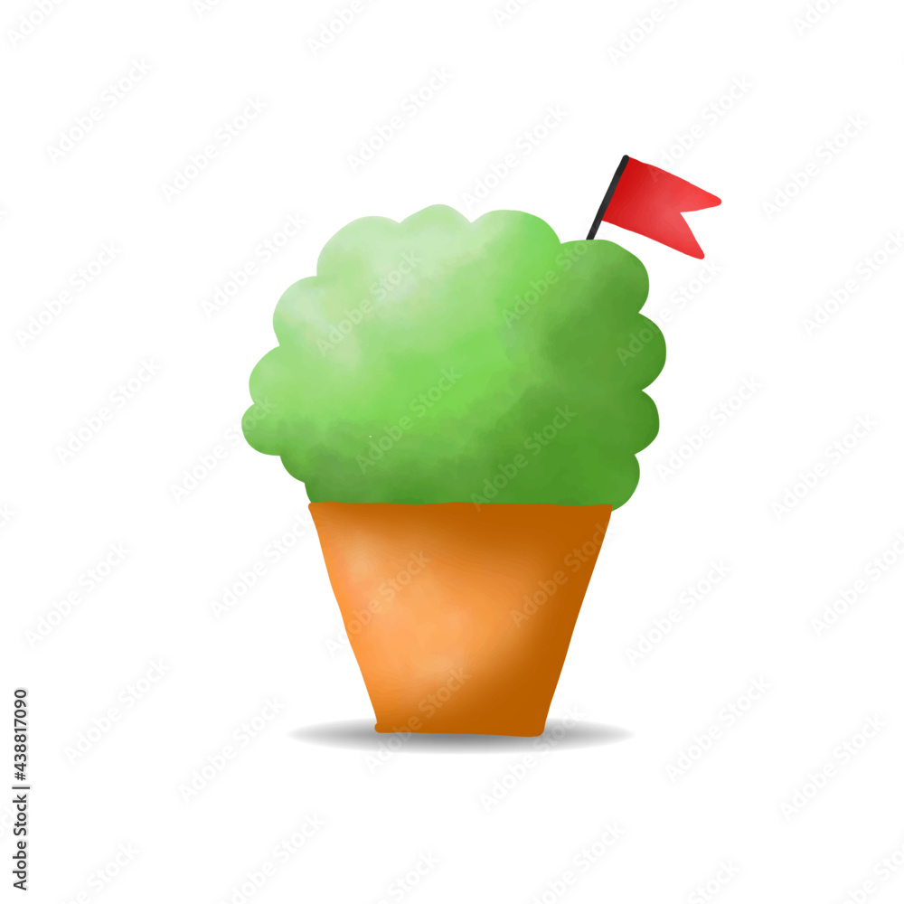 Vetor de manjerico plant with red flag ,santos populares.watercolor ...