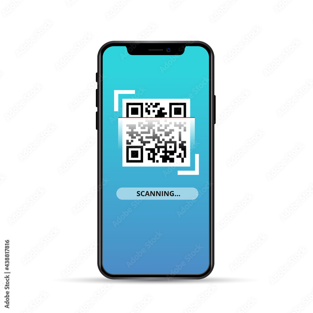 Scan QR code to smartphone isolated on white background. Qr ...