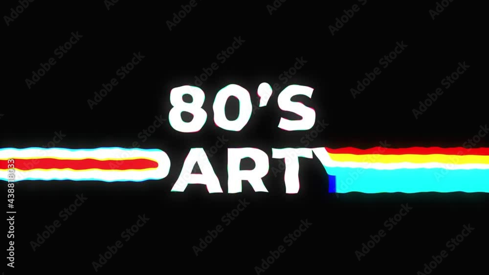 80s party text. Colorful stretch typography text. Party in retro style ...