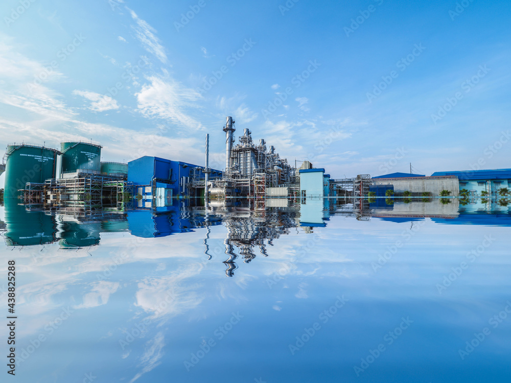 Combined-Cycle Co-Generation Power Plant with industrial concept. Stock ...