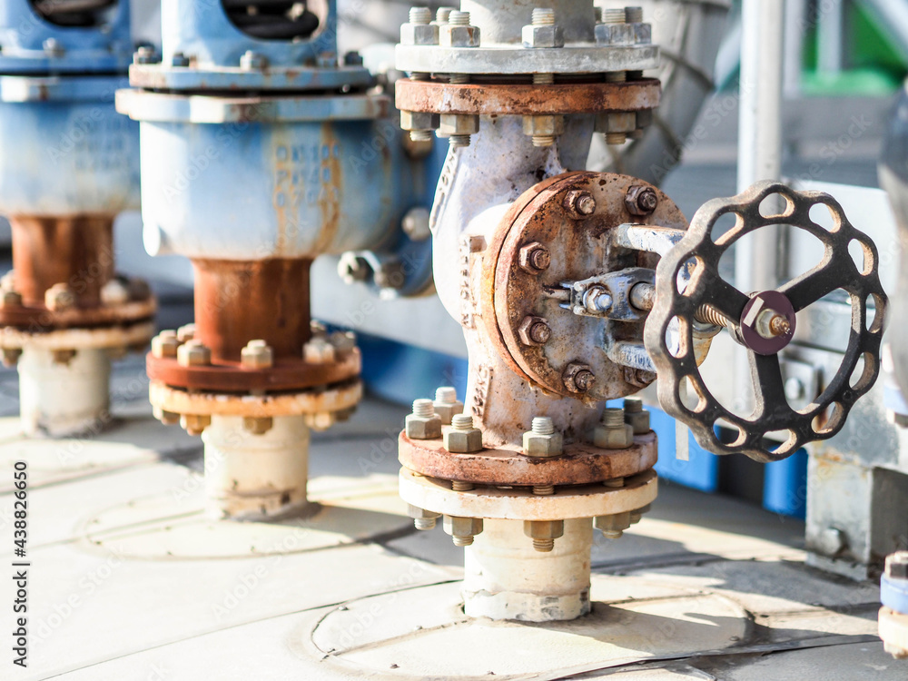Manual valve of HRSG boilers systems (Heat recovery steam generator) in ...