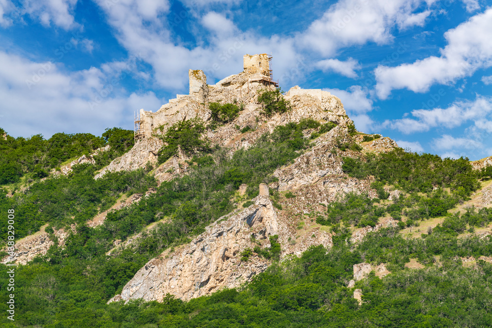 Remains of ancient fortress of Chirag Gala on top of the mountain ...