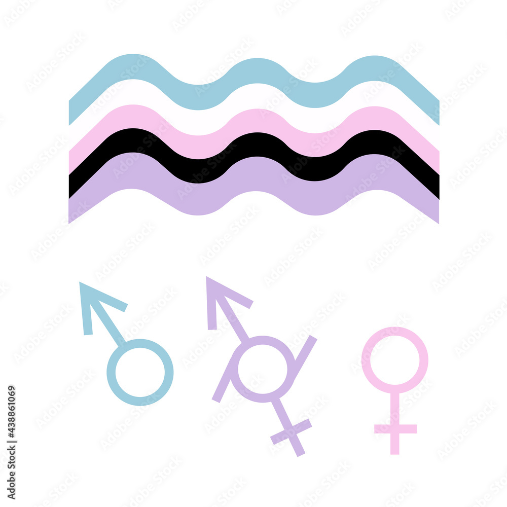 Gender fluid flags and symbols in gentle shades Stock Vector | Adobe Stock