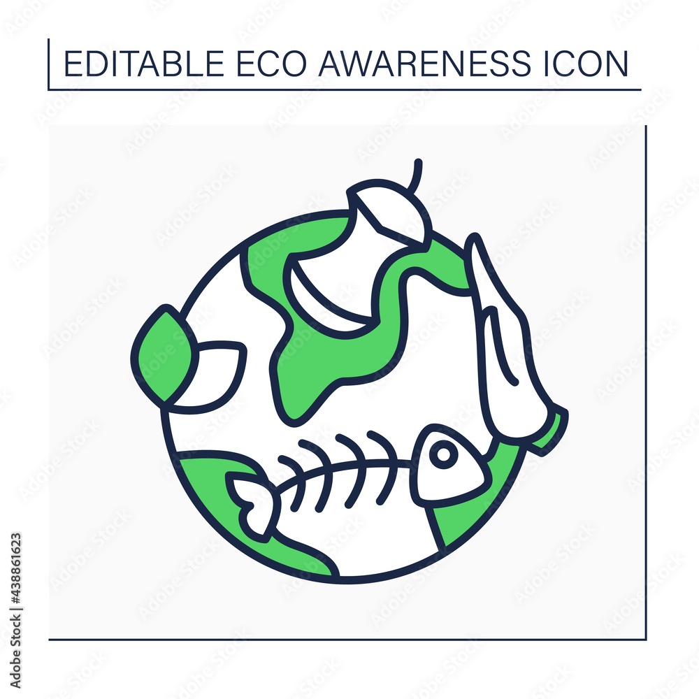 Food waste line icon. Prevention of food waste. Organic leftovers. Eco ...