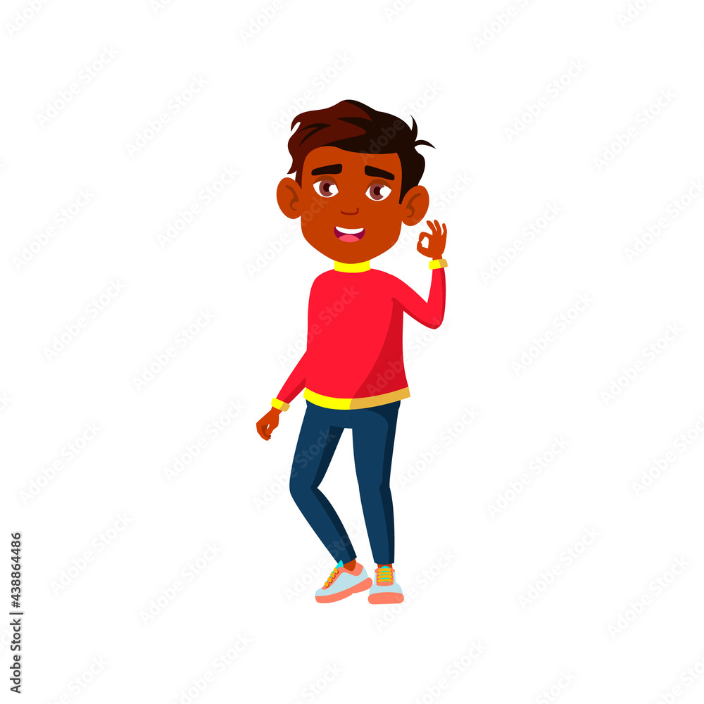 indian preschooler boy gesturing alright cartoon vector. indian ...