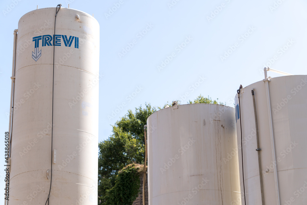 Rome, Italy - August 22, 2020: Trevi Group banner on a silo. The Trevi ...