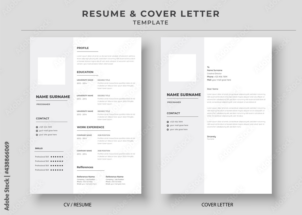 Resume and Cover Letter, Minimalist resume cv template, Cv professional ...
