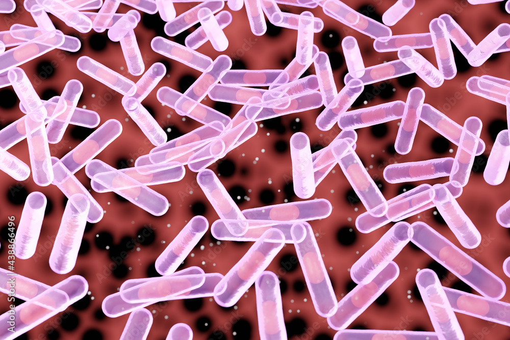 Disease-causing bacteria under a microscope. Anthrax bacteria. 3d ...